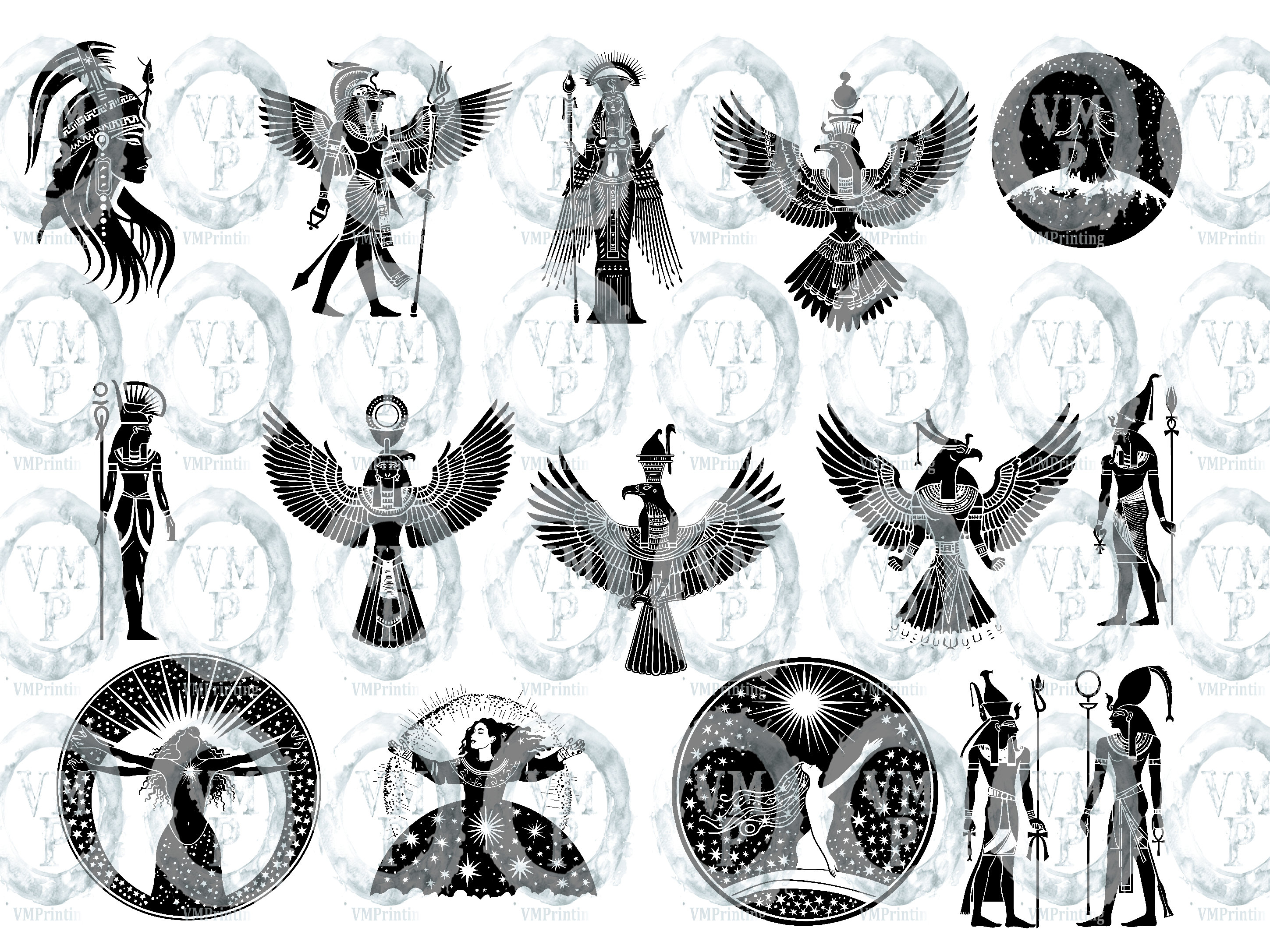 SVG & PNG Set of 107 Egyptian Gods Icons Bundle-mythology-anubis ...