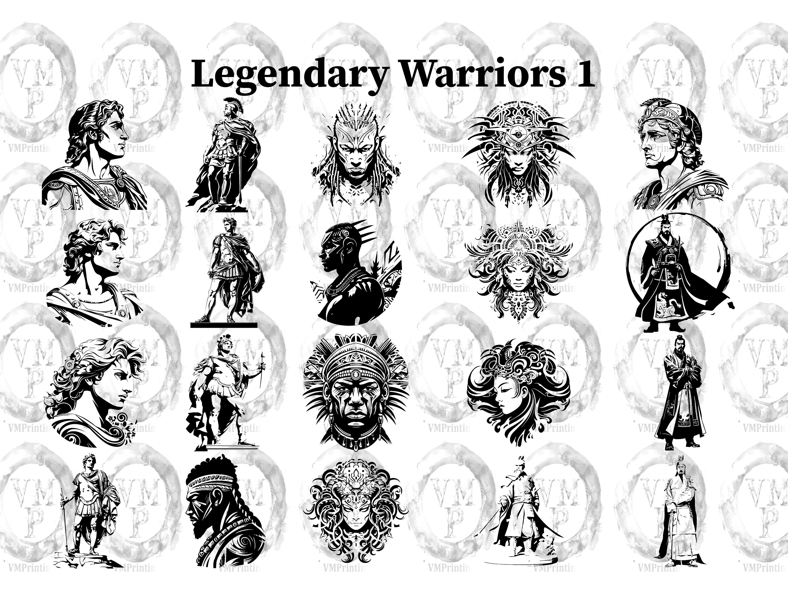 SVG & PNG Set of 155 Legendary Warrior Icons Bundle Alexander, Genghis ...