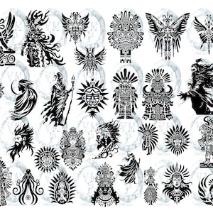 SVG & PNG - Set of 240 Aztec Gods Icons Bundle-mythology-quetzalcoatl ...