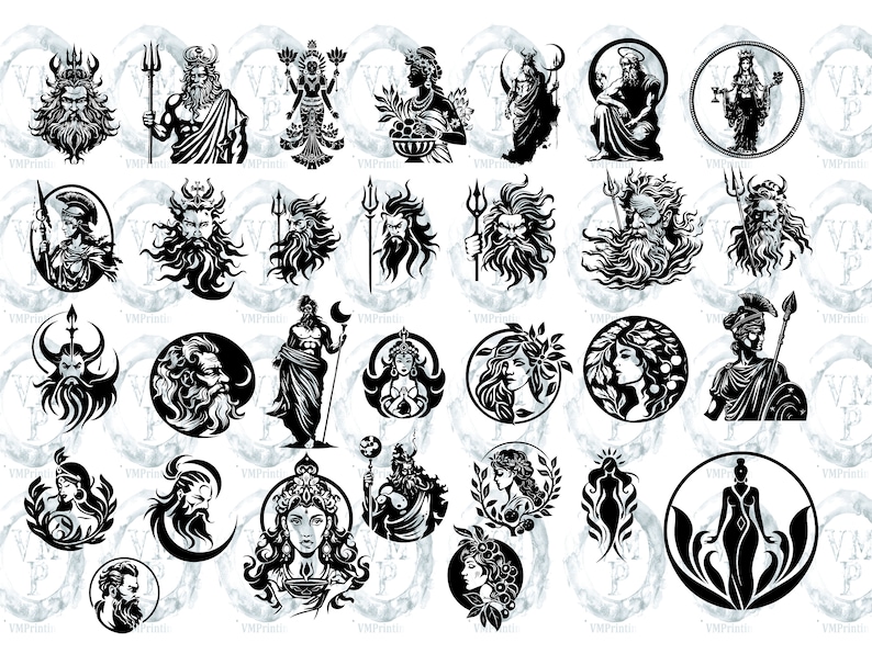 SVG & PNG Set of 251 Roman Gods Icons Bundle-mythology-venus, Neptune ...