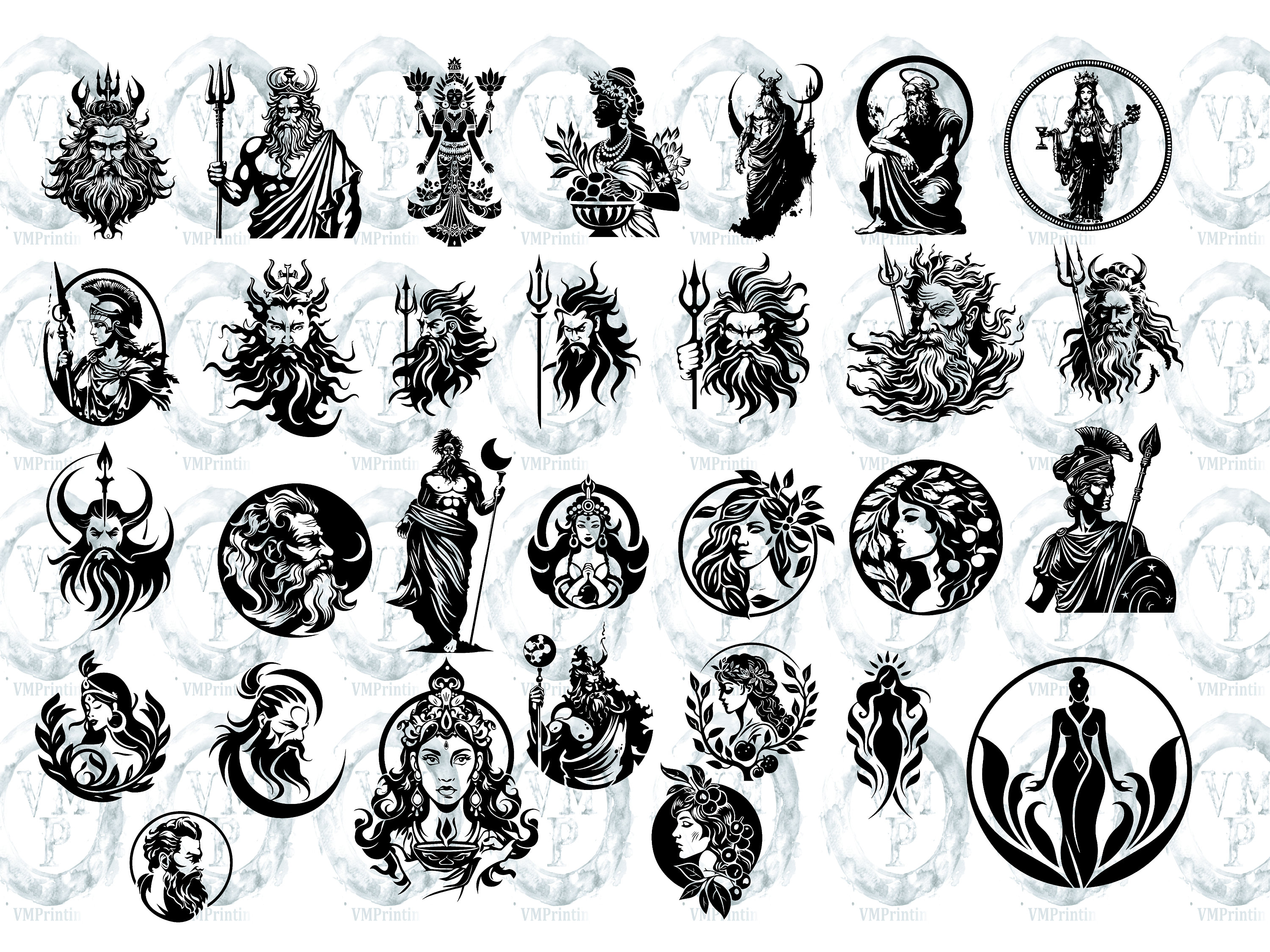 SVG & PNG Set of 251 Roman Gods Icons Bundle-mythology-venus, Neptune ...