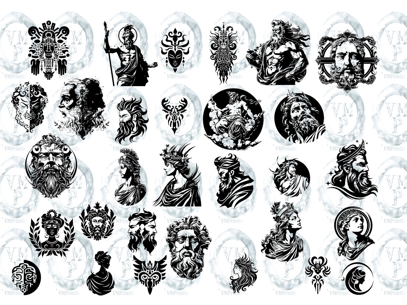 SVG & PNG Set of 251 Roman Gods Icons Bundle-mythology-venus, Neptune ...