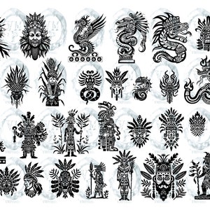 SVG & PNG - Set of 240 Aztec Gods Icons Bundle-mythology-quetzalcoatl ...