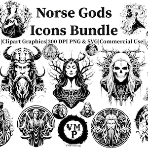 SVG & PNG - Set of 109 Norse Gods Icons Bundle-viking Mythology-hel ...