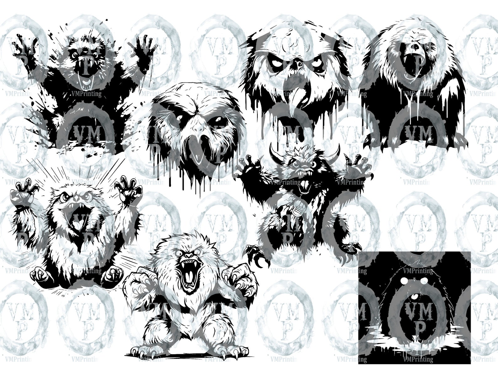 DXF, Eps, SVG & PNG - Set of 40 Dungeons and Dragons Owlbear Icons ...