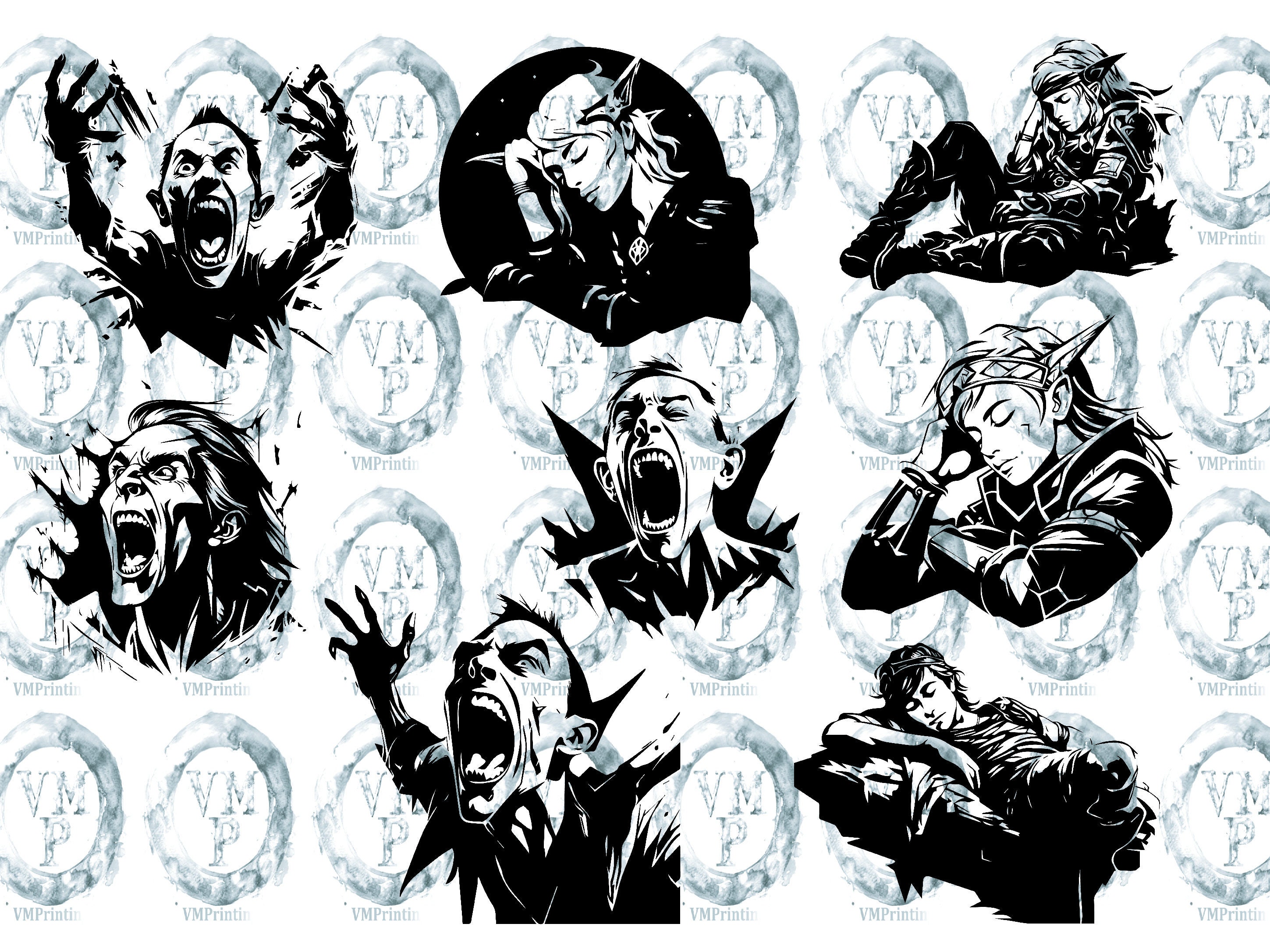 DXF, Eps, SVG & PNG - Set of 40 Dungeons and Dragons Elf Icons Bundle ...