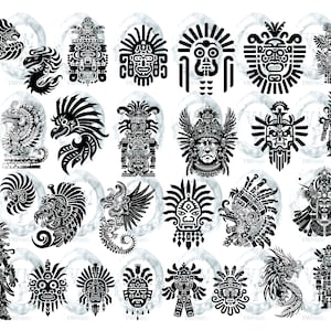 SVG & PNG - Set of 240 Aztec Gods Icons Bundle-mythology-quetzalcoatl ...