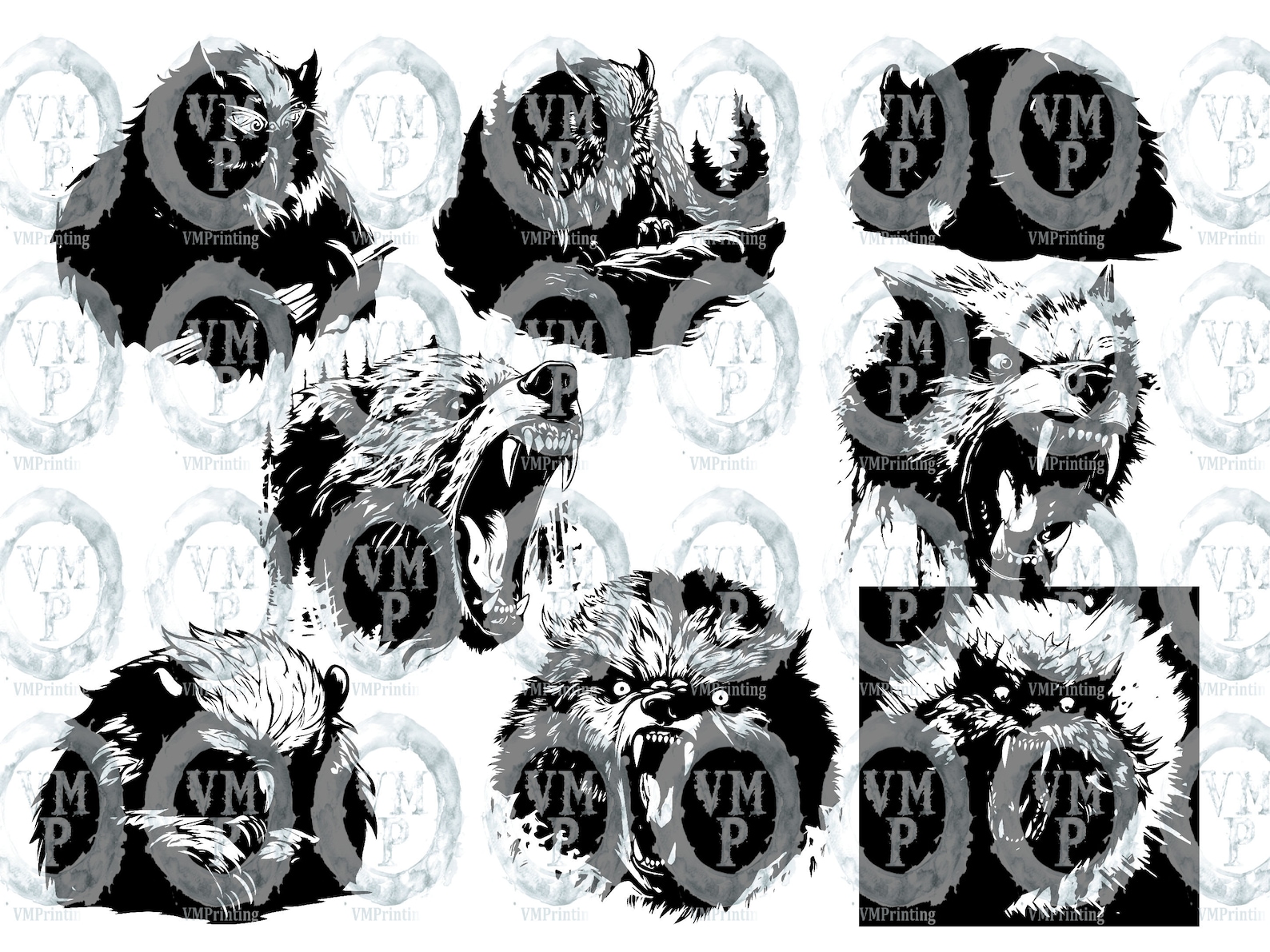 DXF, Eps, SVG & PNG - Set of 40 Dungeons and Dragons Owlbear Icons ...