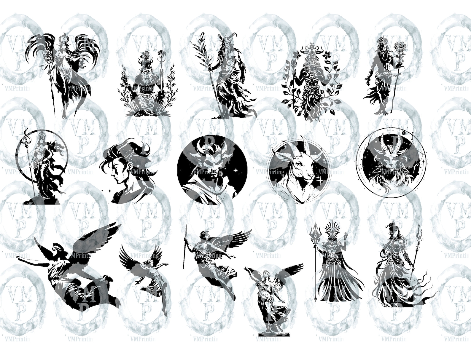 SVG & PNG Set of 131 Greek Gods Icons Bundle-greek Mythology-hades ...