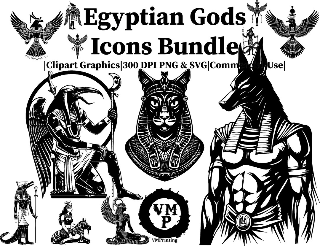 SVG & PNG - Set of 107 Egyptian Gods Icons Bundle-mythology-anubis ...