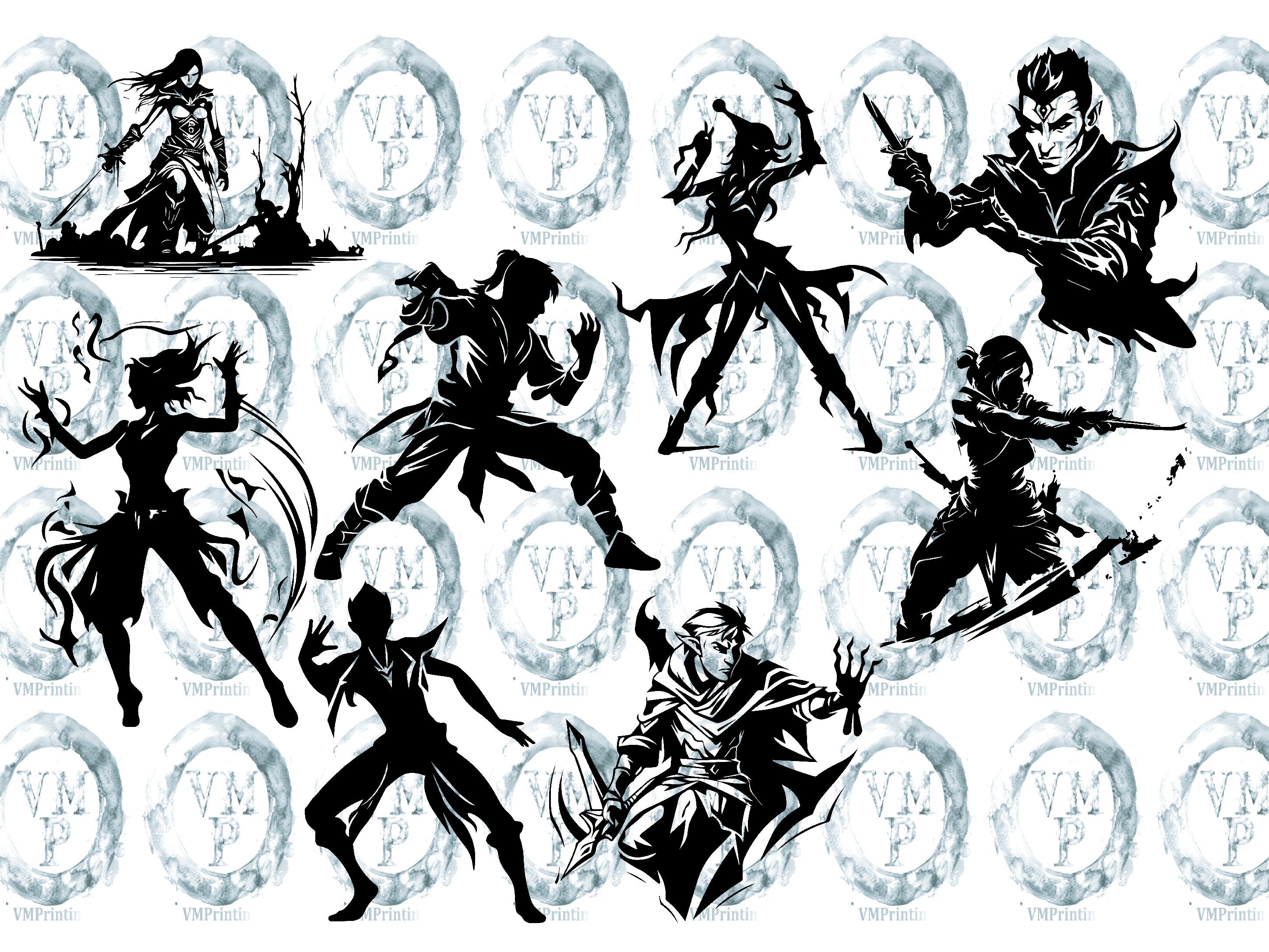 DXF, Eps, SVG & PNG - Set of 40 Dungeons and Dragons Elf Icons Bundle ...