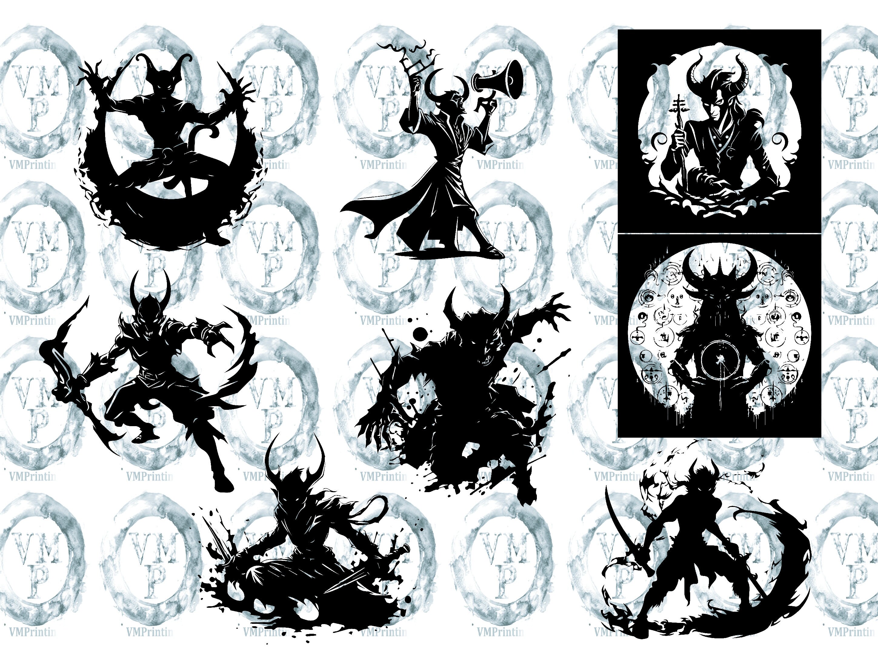 DXF, Eps, SVG & PNG - Set of 40 Dungeons and Dragons Tiefling Icons ...