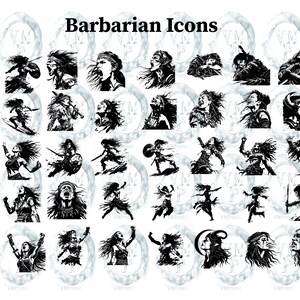 SVG & PNG - Set of 240 Dnd Female Adventurer Icons Bundle - Barbarian ...