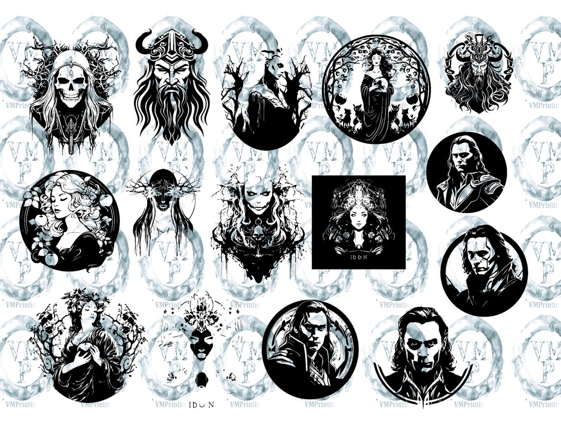 Norse Gods Icons – Viking Mythology Clipart, SVG & PNG (commercial Use ...