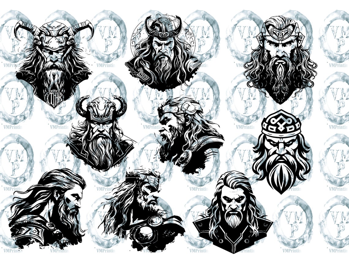 Norse Gods Icons – Viking Mythology Clipart, SVG & PNG (commercial Use ...