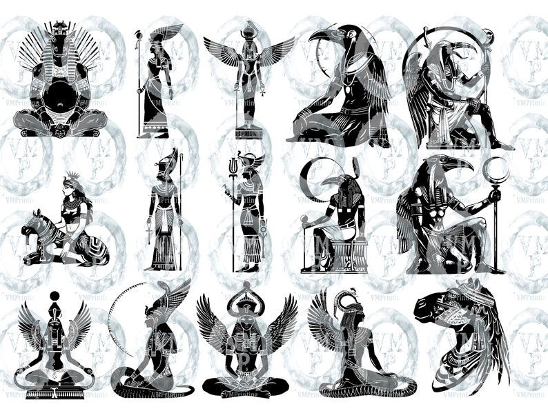 SVG & PNG Set of 107 Egyptian Gods Icons Bundle-mythology-anubis ...