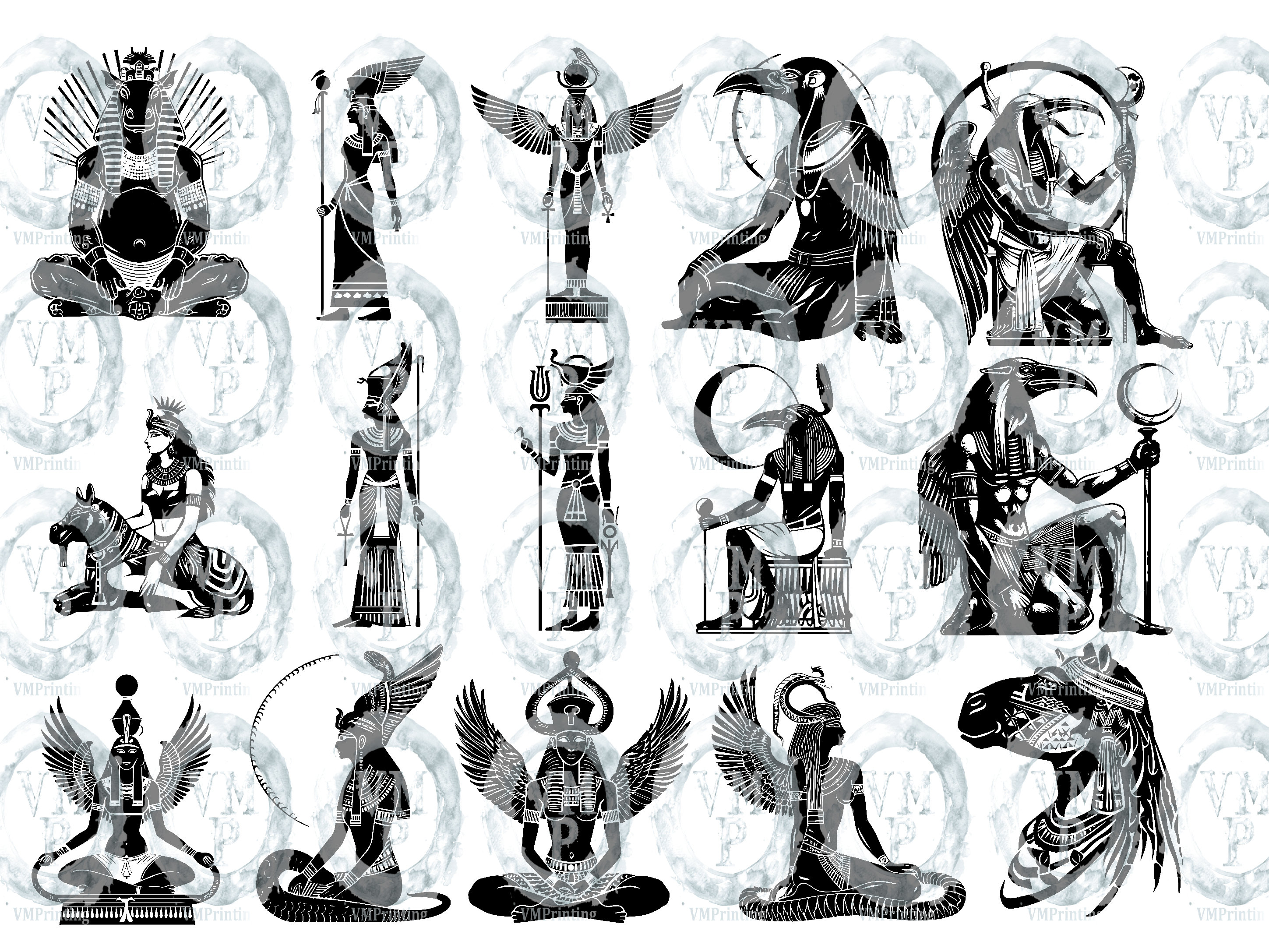 SVG & PNG Set of 107 Egyptian Gods Icons Bundle-mythology-anubis ...