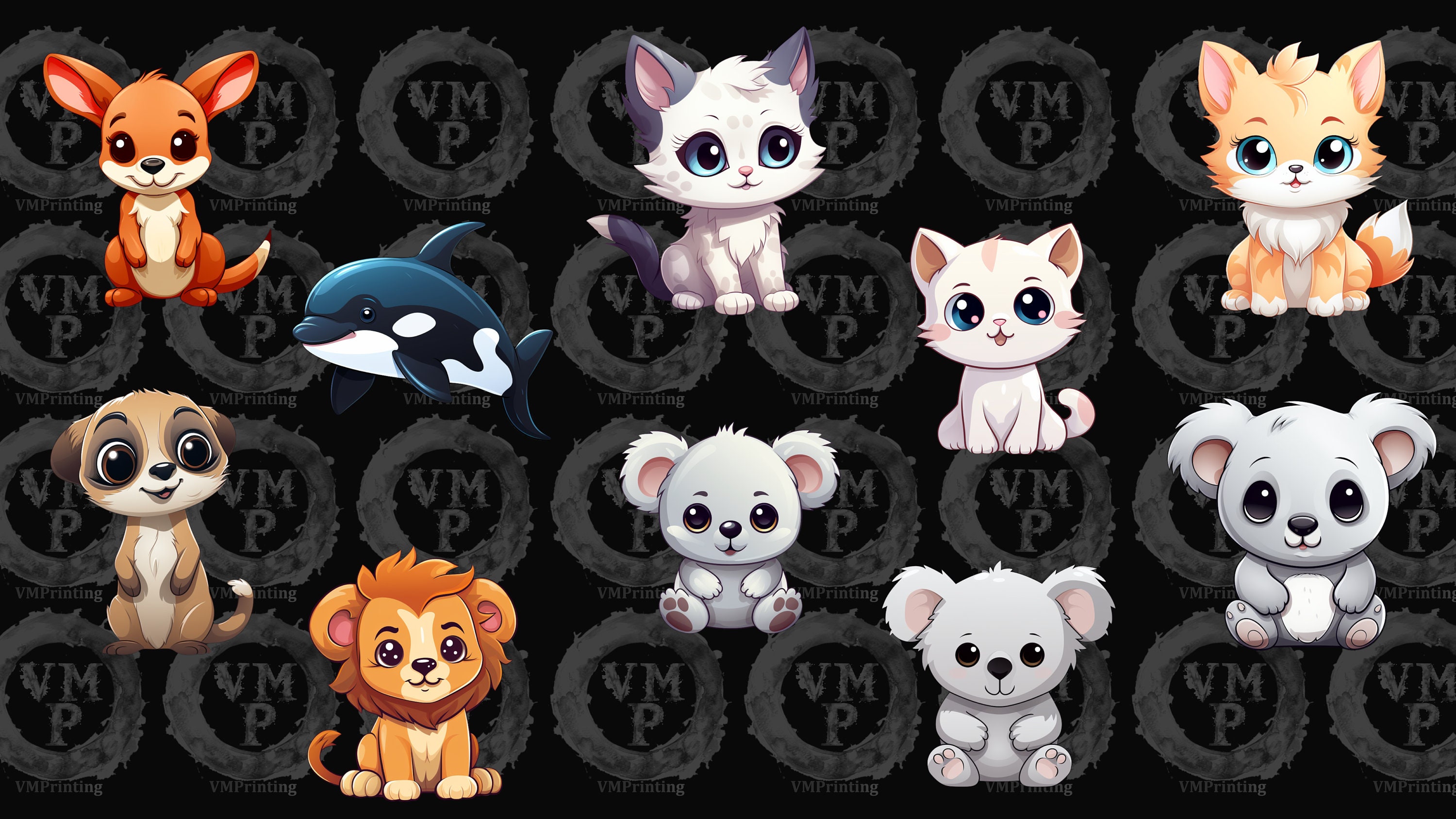 Set of 60 Chibi Animals Clipart Bundle 300 DPI PNG & SVG the Mammal ...