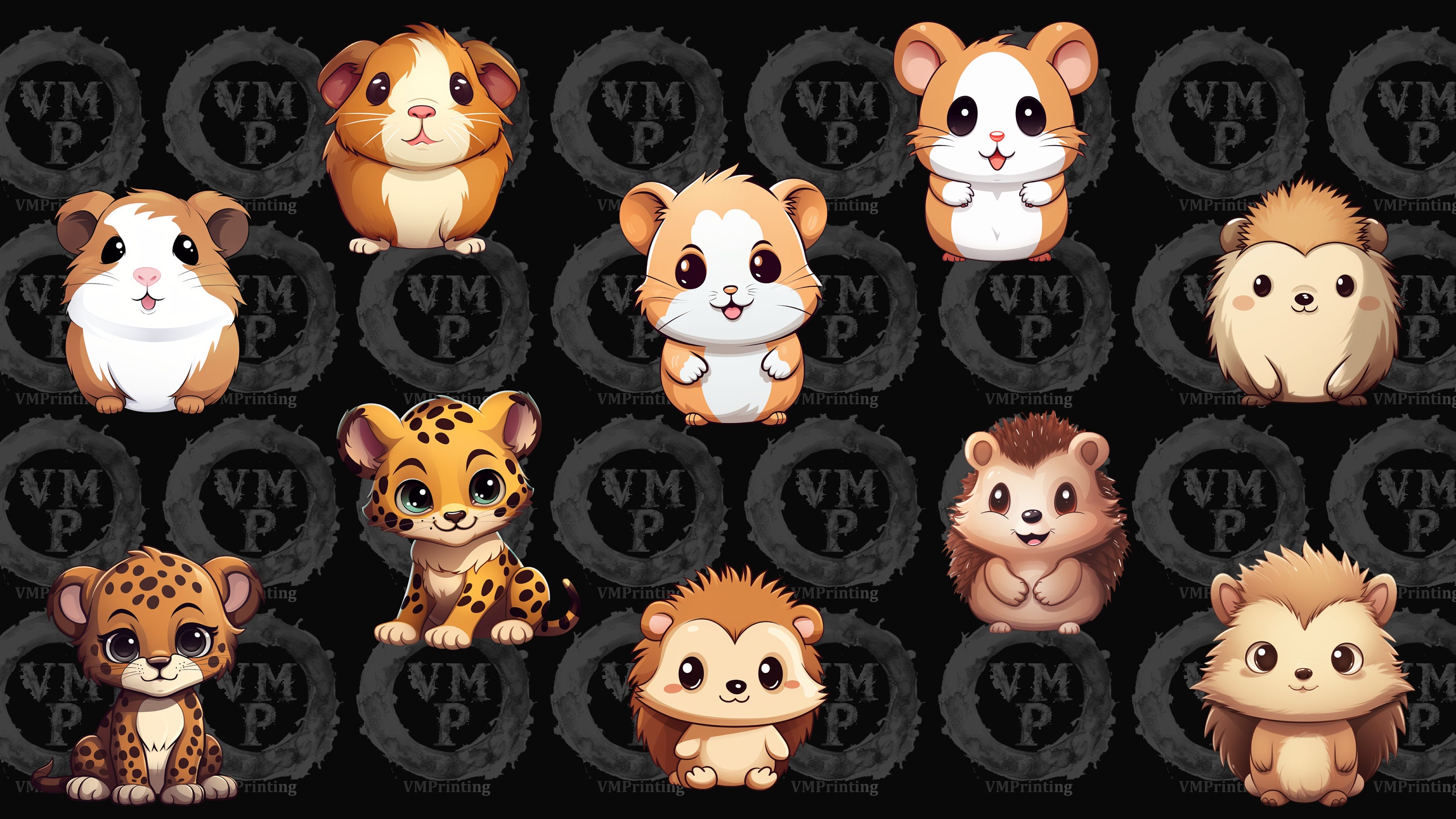Set of 60 Chibi Animals Clipart Bundle 300 DPI PNG & SVG the Mammal ...