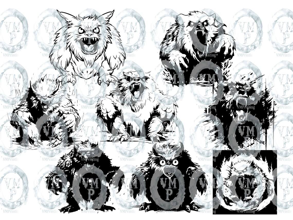 DXF, Eps, SVG & PNG - Set of 40 Dungeons and Dragons Owlbear Icons ...