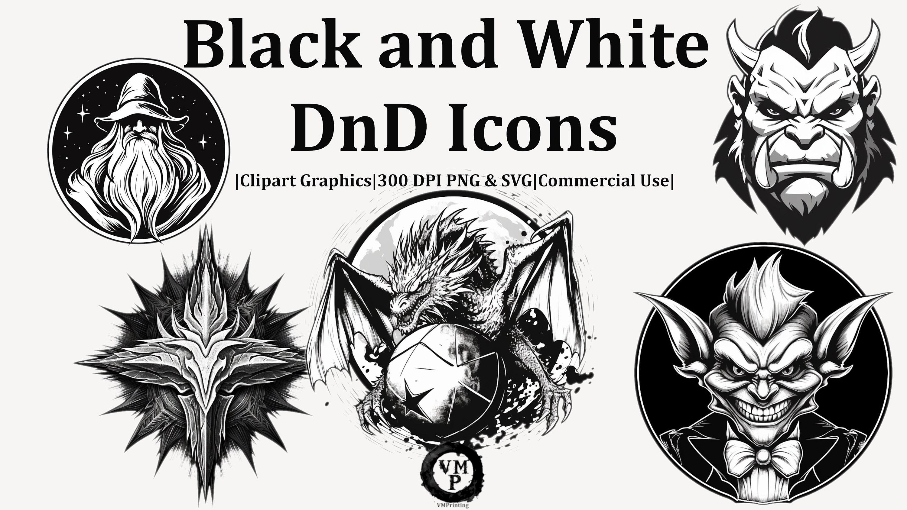 SVG & PNG set of 50 Black and White Dungeons and Dragons Icon - Etsy