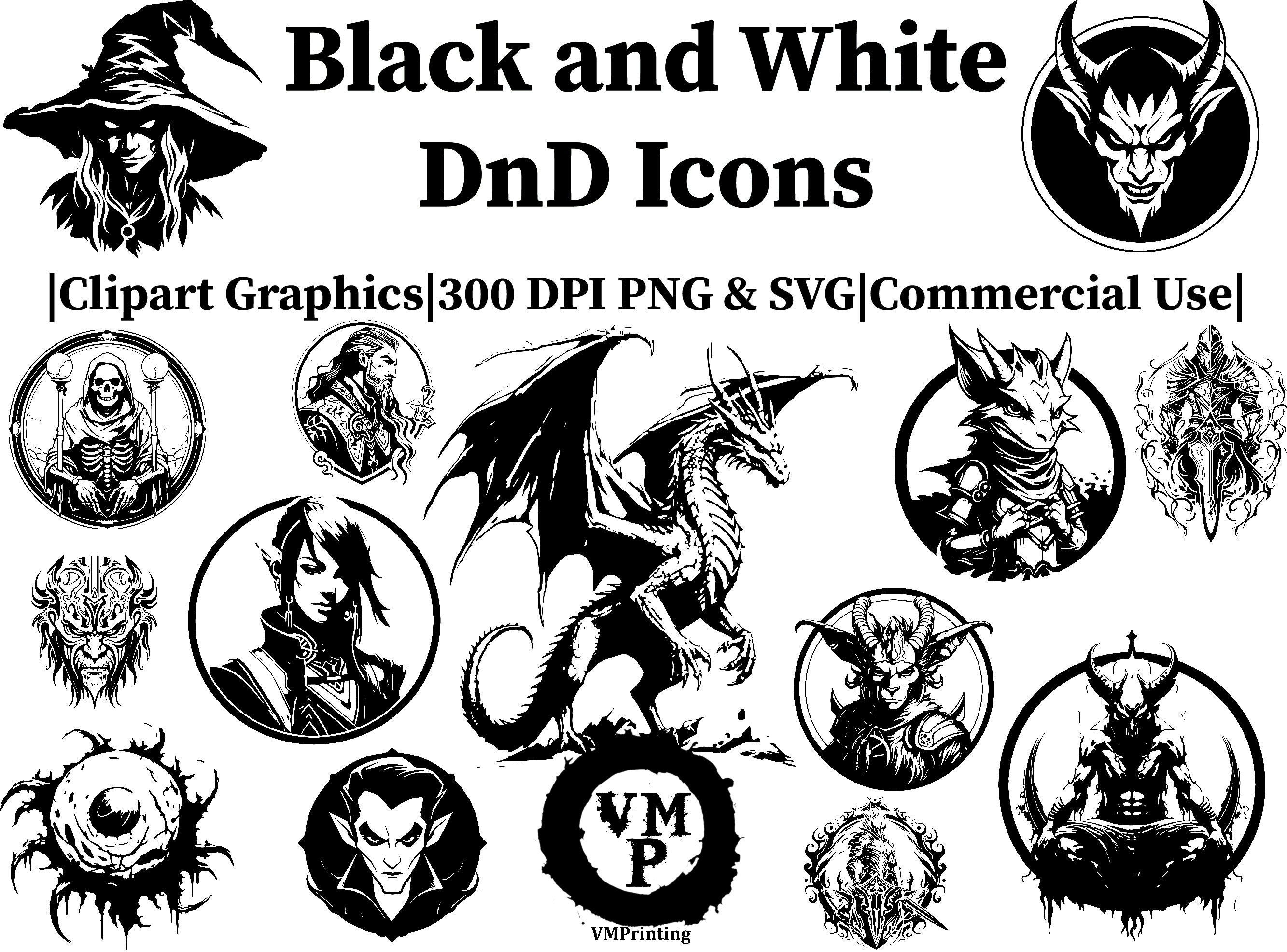 SVG & PNG Set of 225 Dungeons and Dragons Icons Bundle Zombies ...