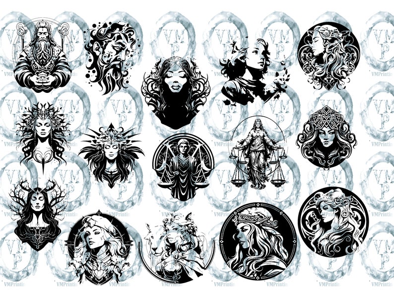 Norse Gods Icons – Viking Mythology Clipart, SVG & PNG (commercial Use ...