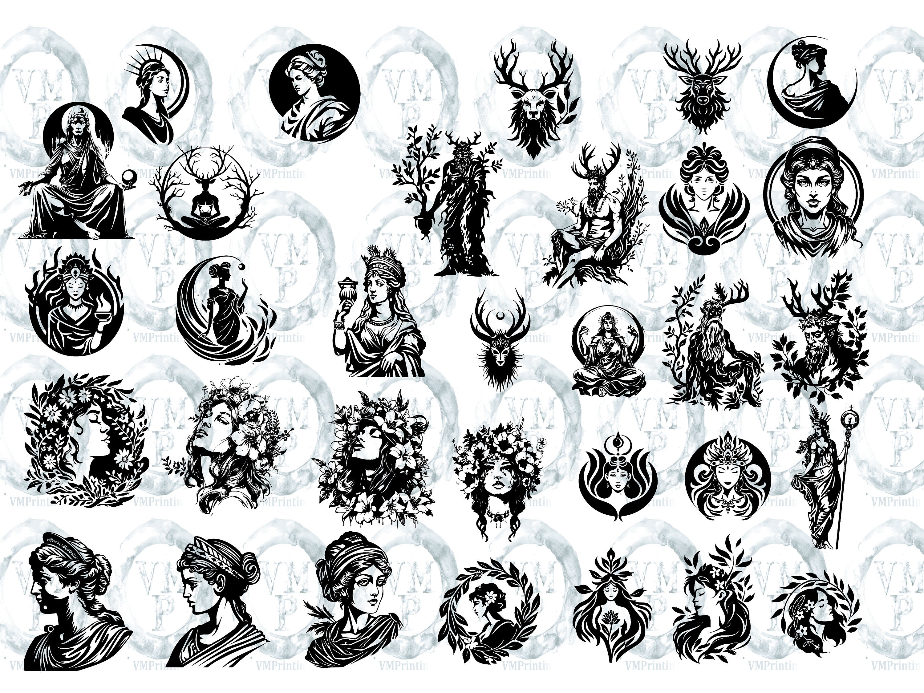 SVG & PNG Set of 251 Roman Gods Icons Bundle-mythology-venus, Neptune ...