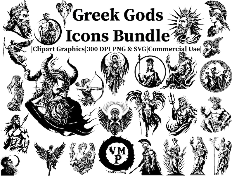 SVG & PNG Set of 131 Greek Gods Icons Bundle-greek Mythology-hades ...