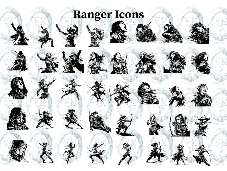 SVG & PNG Set of 240 Dnd Female Adventurer Icons Bundle Barbarian ...