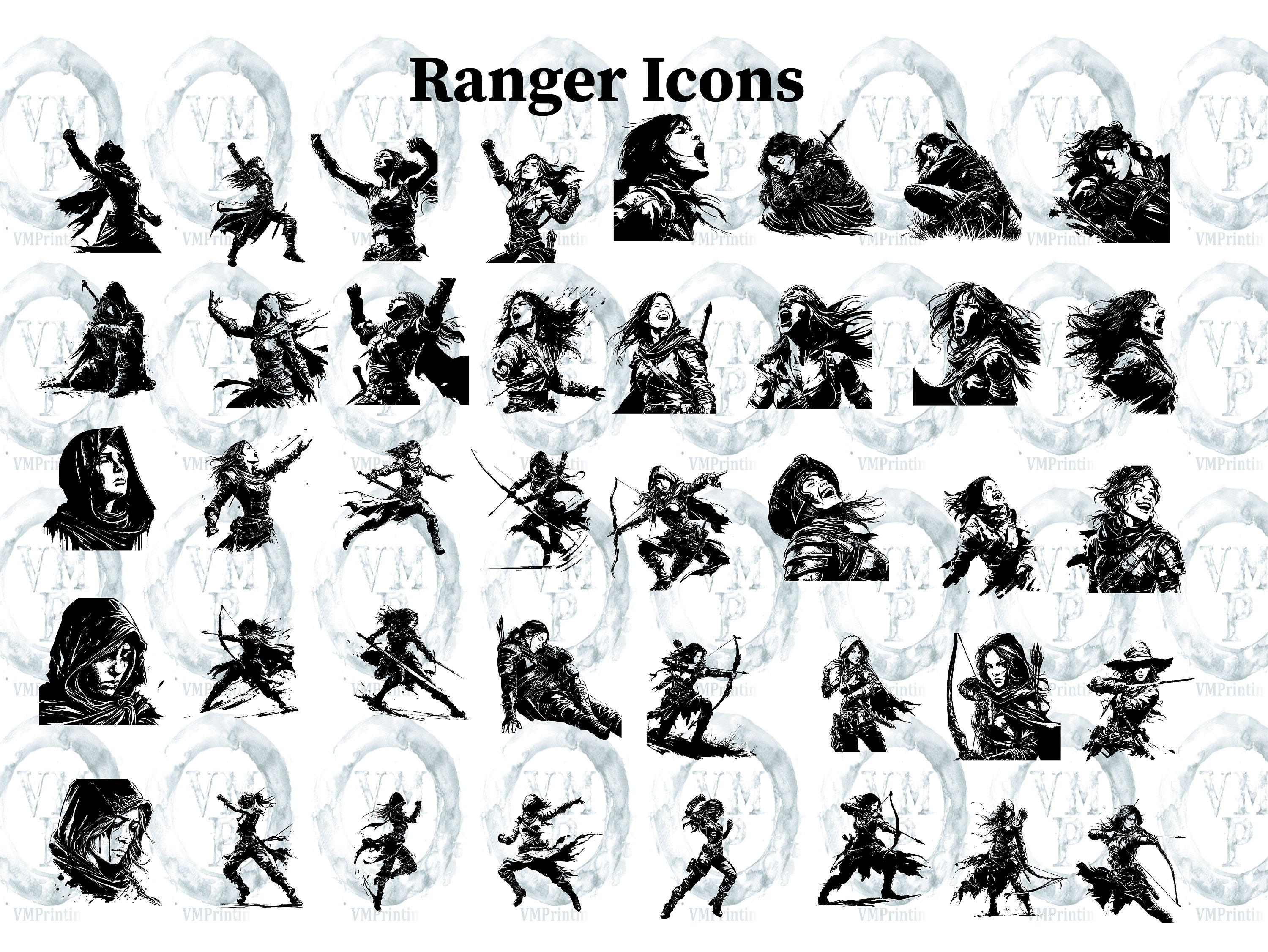 SVG & PNG Set of 240 Dnd Female Adventurer Icons Bundle Barbarian ...