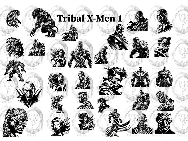 SVG & PNG - Set of 220 X-men Icons Bundle - Wolverine, Gambit, Storm ...