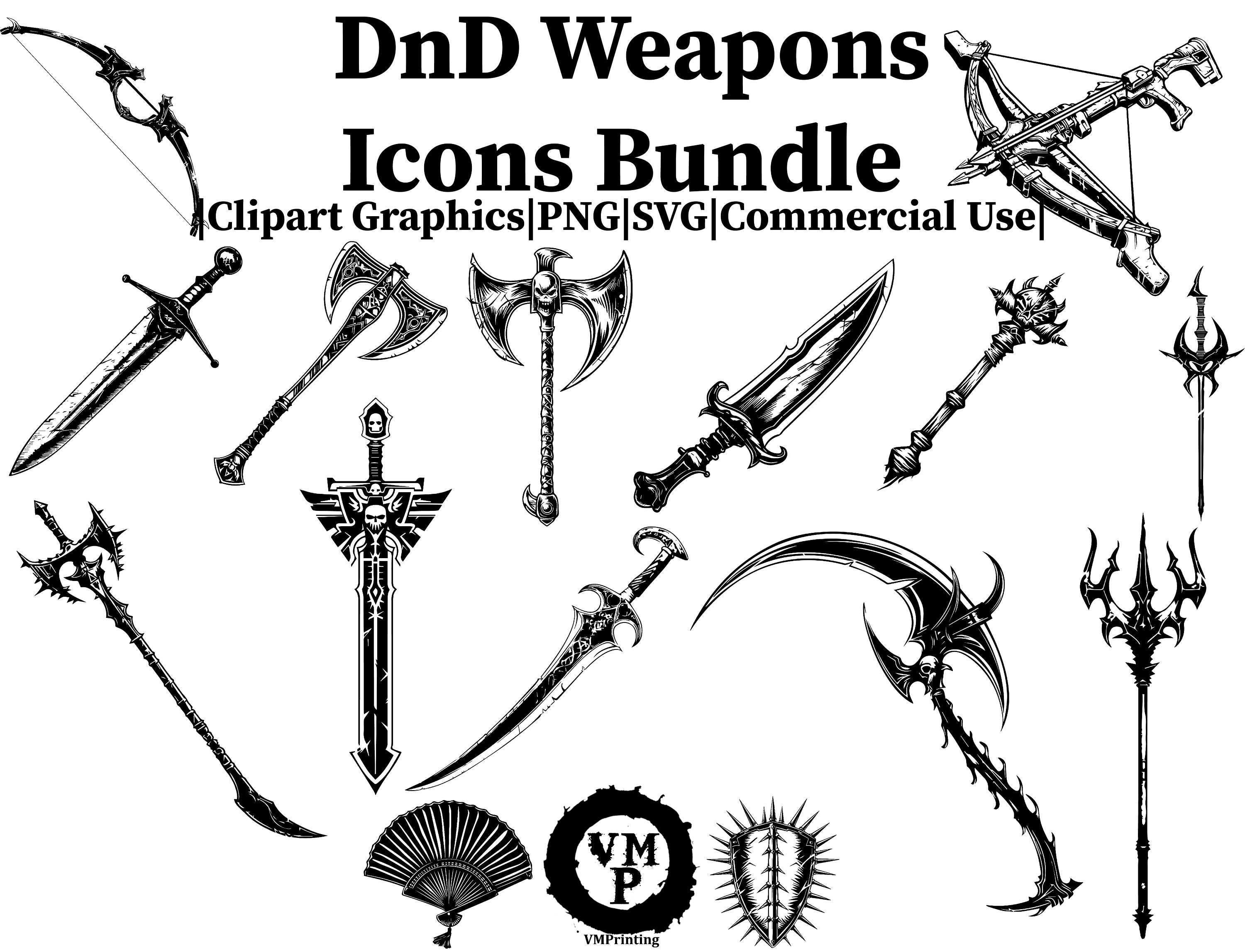 SVG & PNG Set of 173 Dungeons and Dragons Weapons Icons Bundle Swords ...