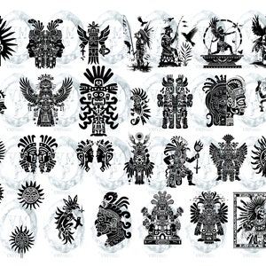 SVG & PNG - Set of 240 Aztec Gods Icons Bundle-mythology-quetzalcoatl ...