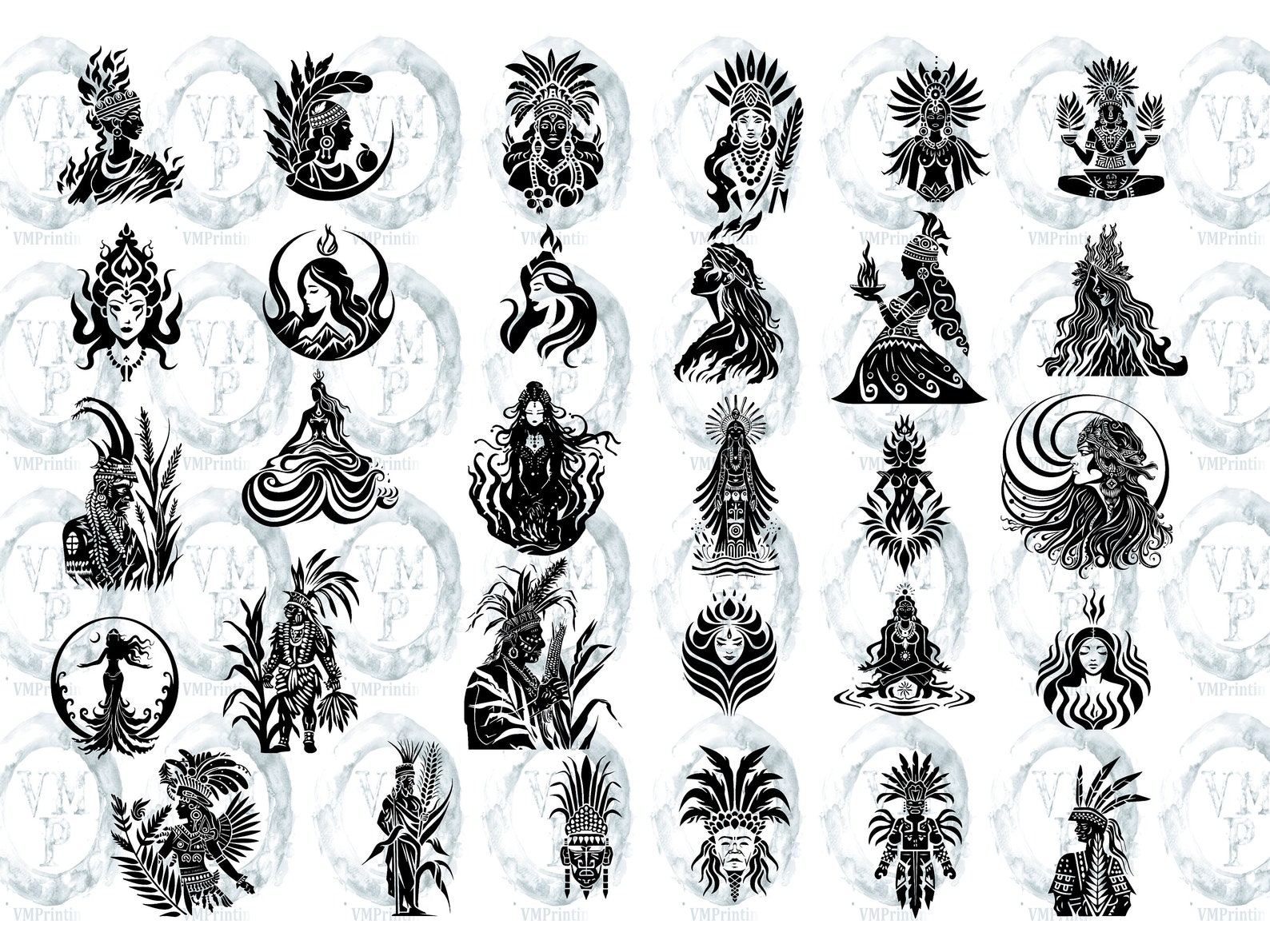 SVG & PNG Set of 240 Aztec Gods Icons Bundle-mythology-quetzalcoatl ...