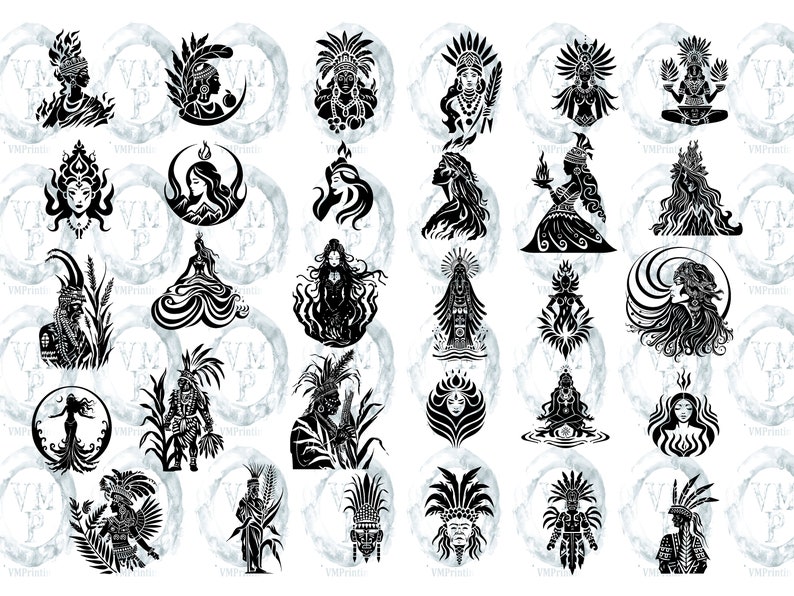 SVG & PNG Set of 240 Aztec Gods Icons Bundle-mythology-quetzalcoatl ...