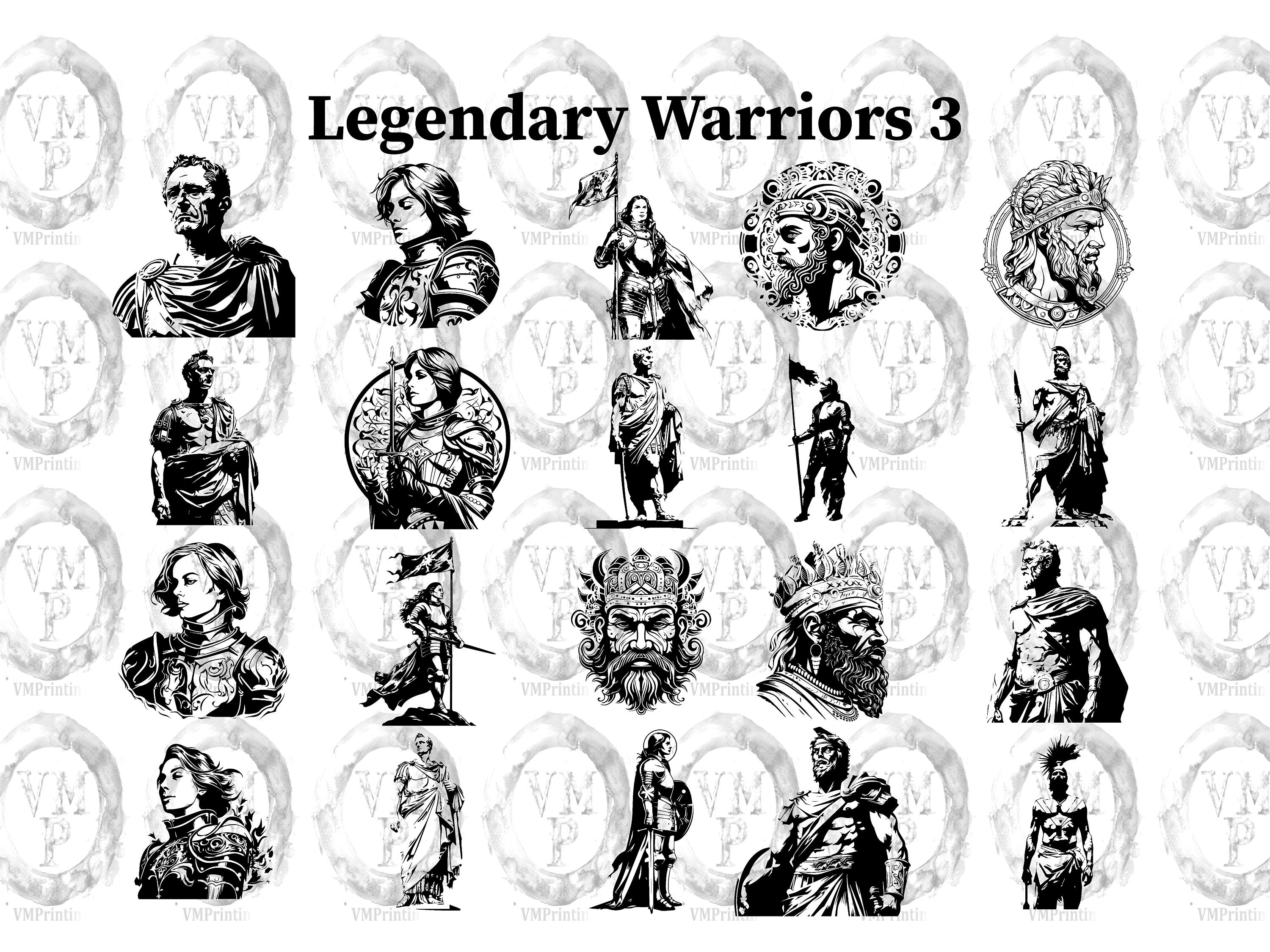 SVG & PNG Set of 155 Legendary Warrior Icons Bundle Alexander, Genghis ...