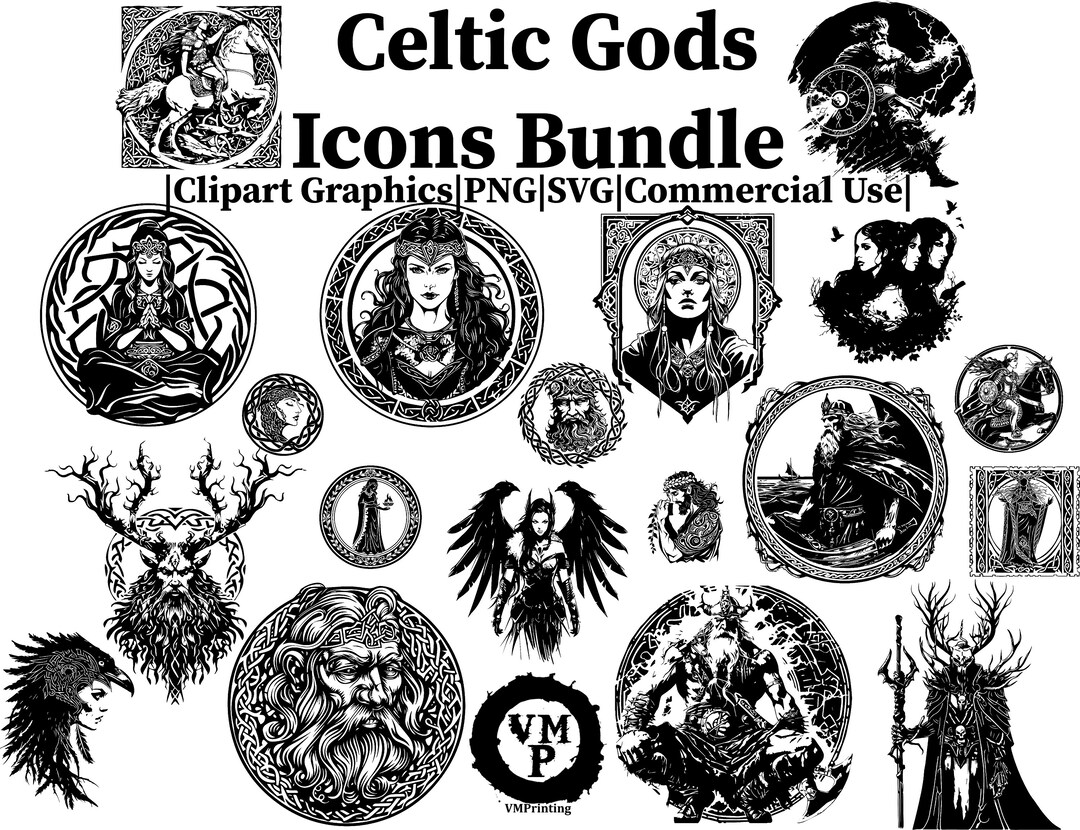 SVG & PNG - Set of 236 Celtic Gods Icons Bundle - Mythology - Aengus ...
