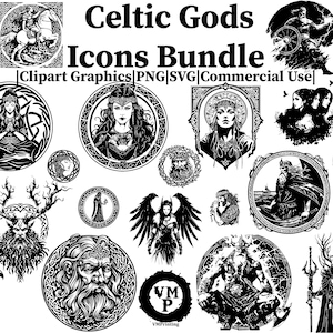 SVG & PNG - Set of 236 Celtic Gods Icons Bundle - Mythology - Aengus ...