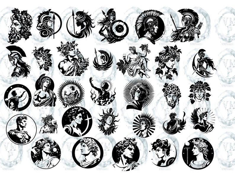 SVG & PNG Set of 251 Roman Gods Icons Bundle-mythology-venus, Neptune ...