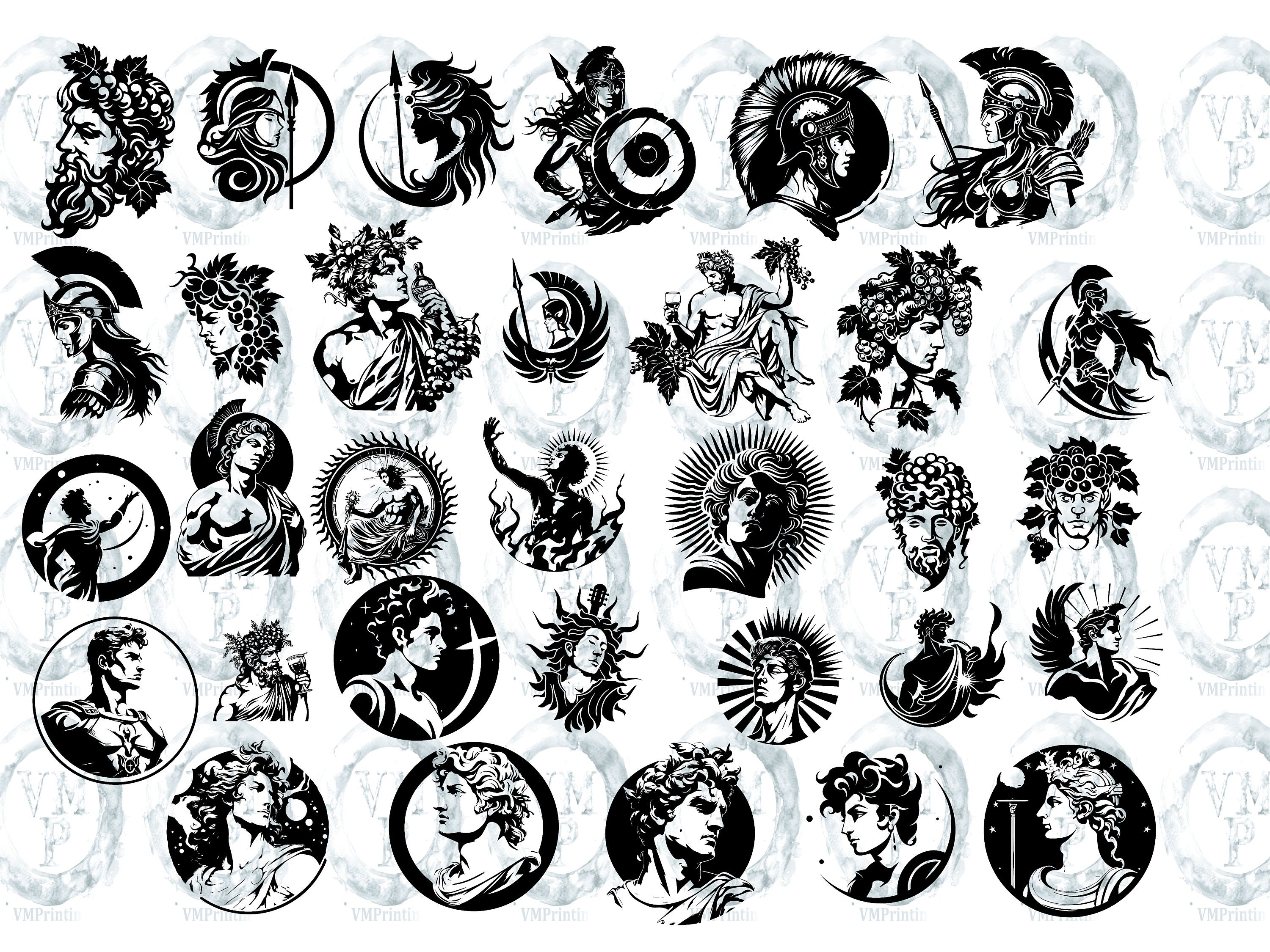 SVG & PNG - Set of 251 Roman Gods Icons Bundle-mythology-venus, Neptune ...