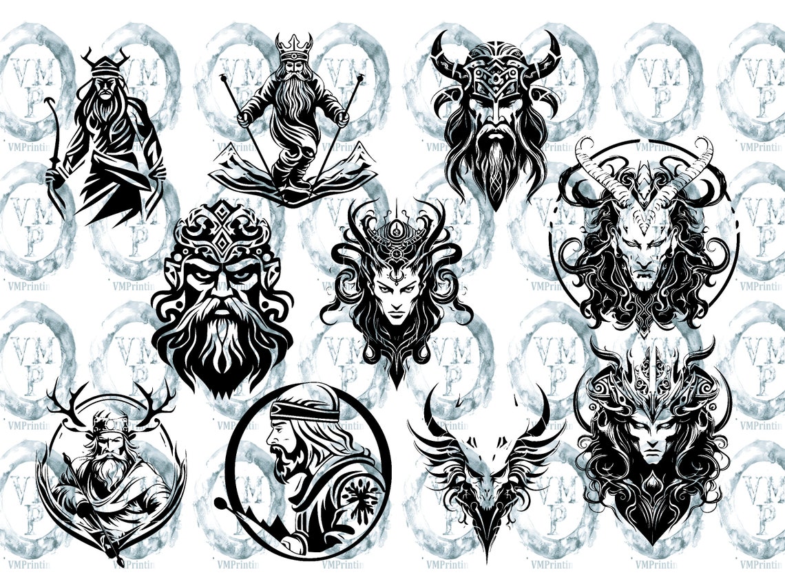 Norse Gods Icons – Viking Mythology Clipart, SVG & PNG (commercial Use ...
