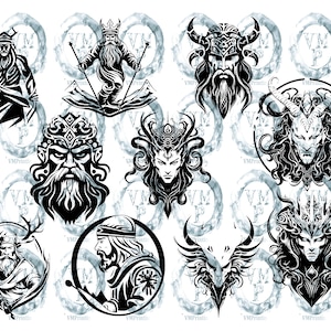 Norse Gods Icons – Viking Mythology Clipart, SVG & PNG (commercial Use ...