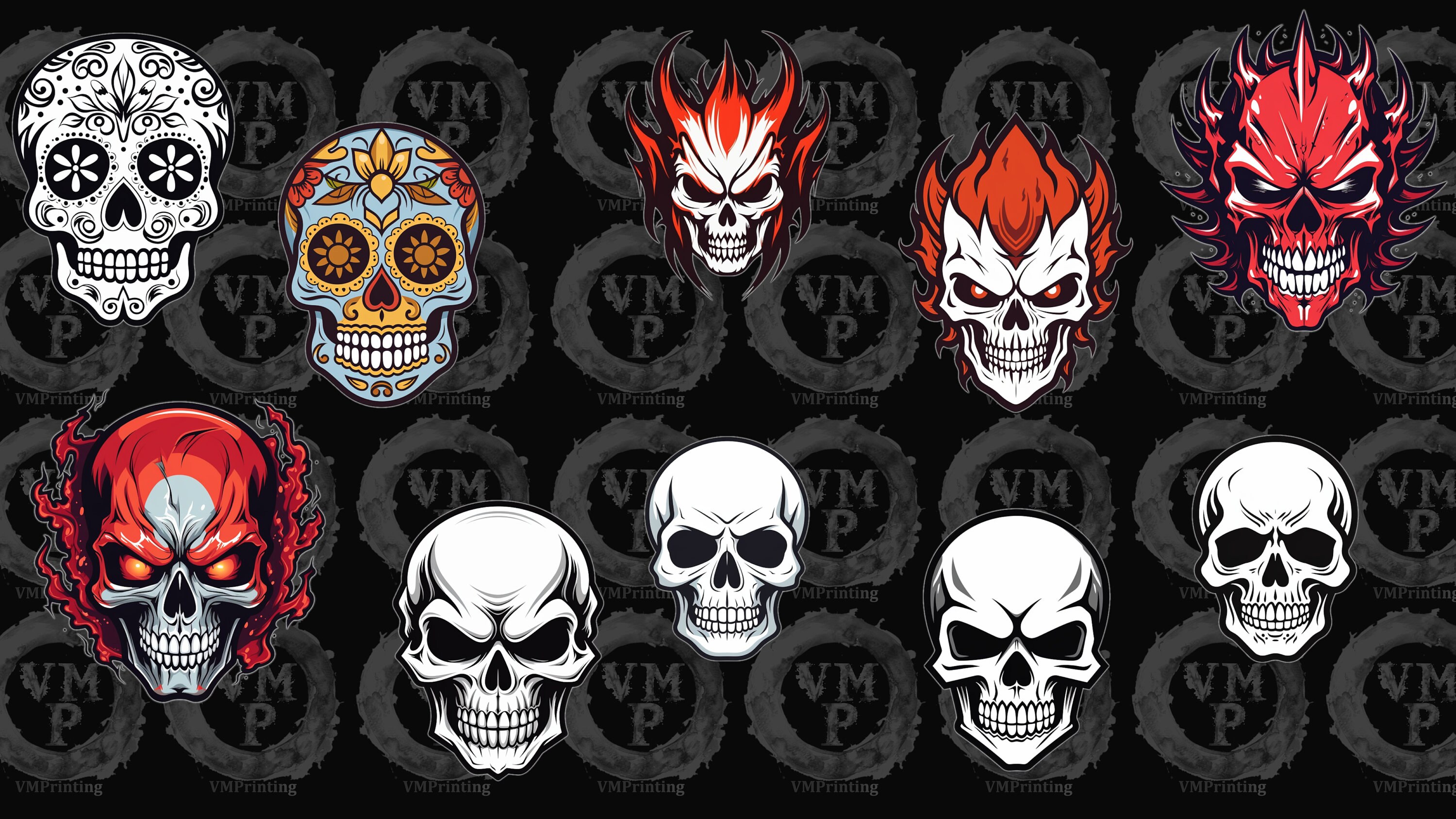 SVG & Png-set of 60 Creepy Horror Skull Icon Bundle-monsters, Clowns ...