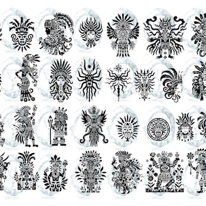 SVG & PNG - Set of 240 Aztec Gods Icons Bundle-mythology-quetzalcoatl ...