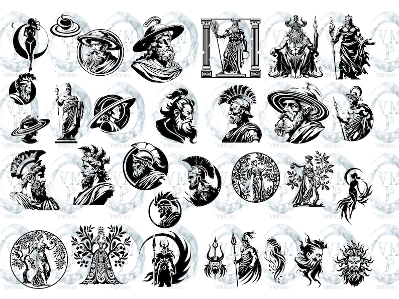 SVG & PNG Set of 251 Roman Gods Icons Bundle-mythology-venus, Neptune ...