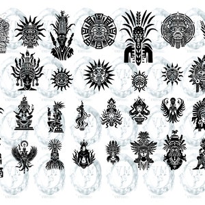 SVG & PNG - Set of 240 Aztec Gods Icons Bundle-mythology-quetzalcoatl ...