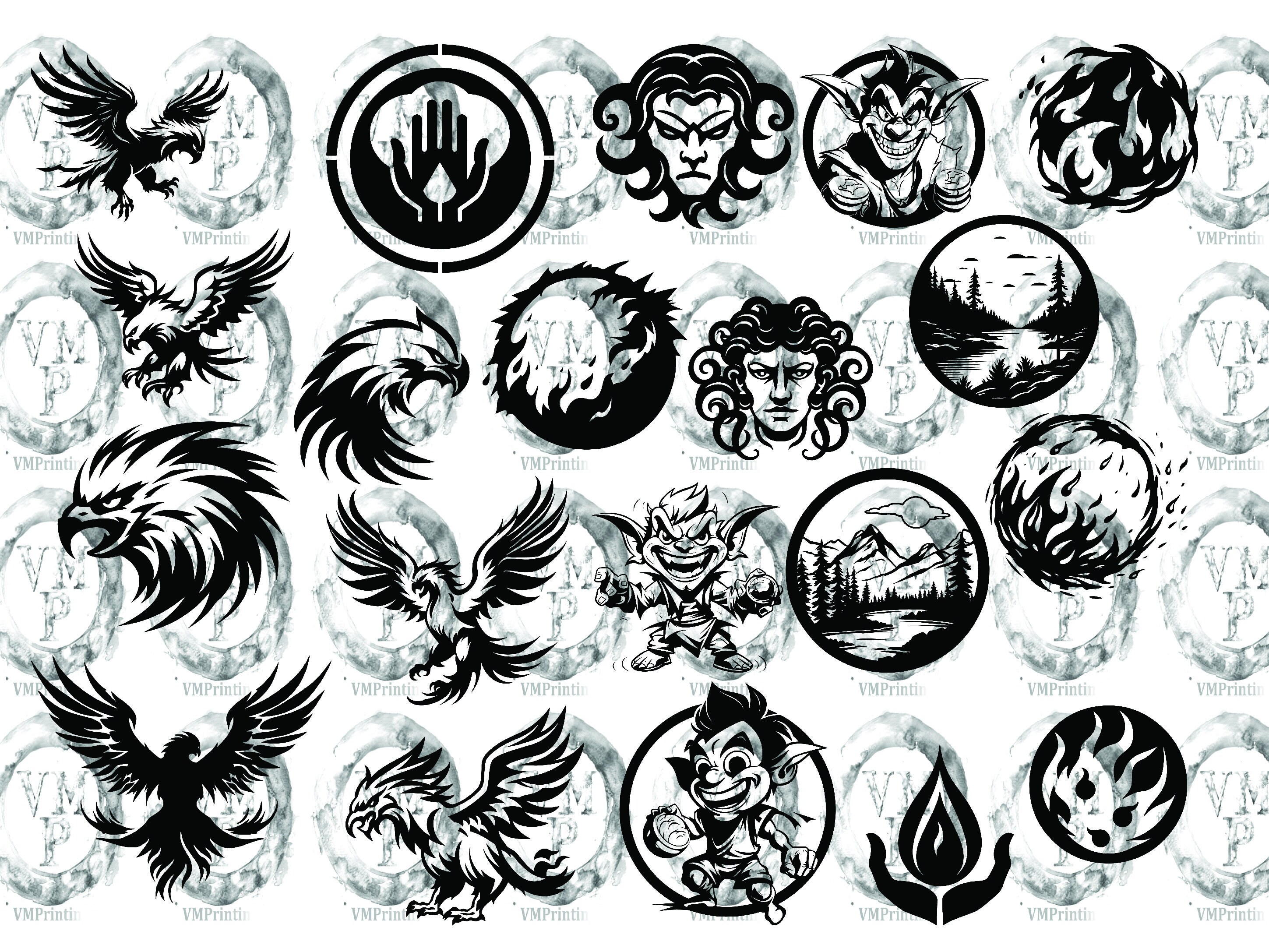 SVG & PNG -set of 160 Black and White Dungeons and Dragons Icon Bundle ...
