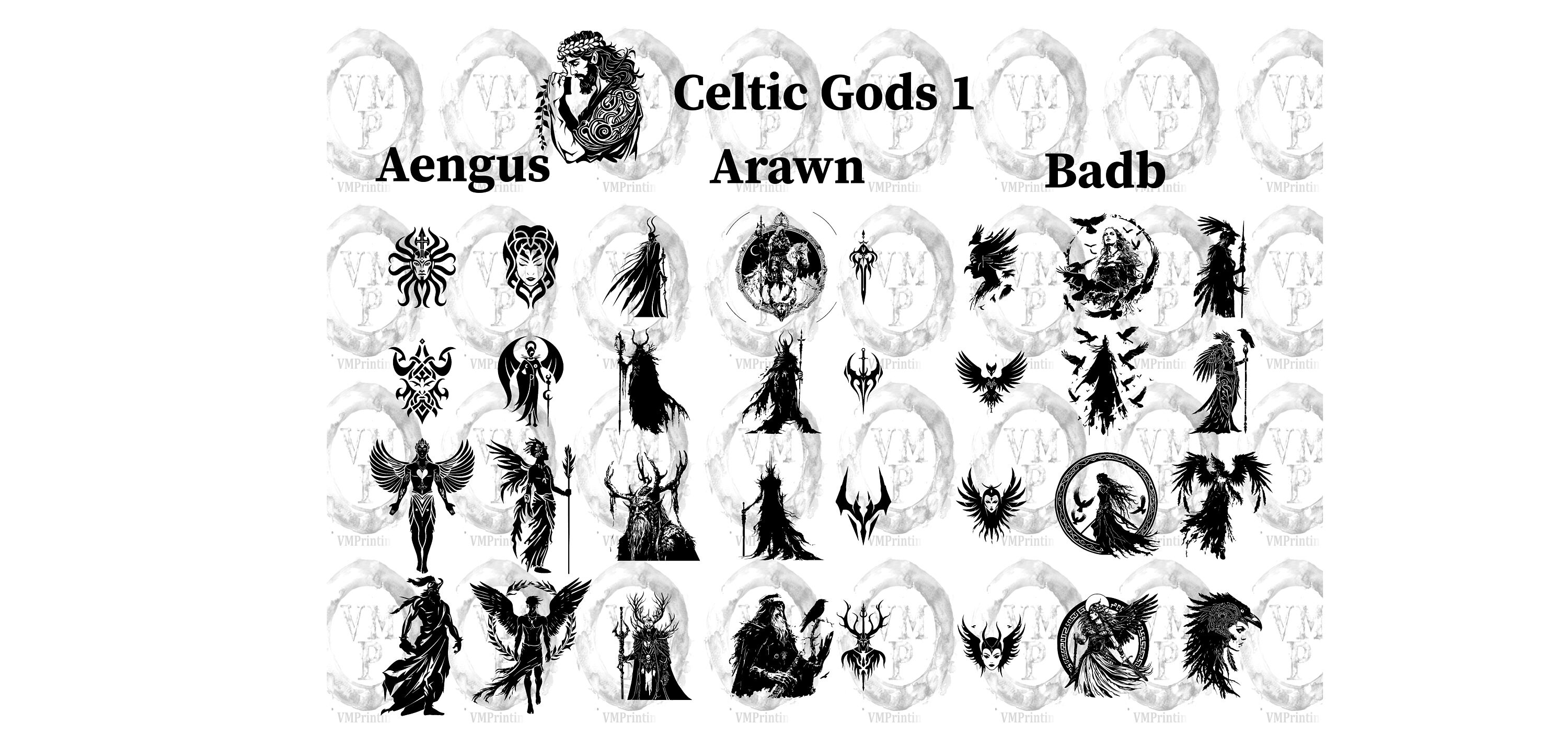 SVG & PNG - Set of 236 Celtic Gods Icons Bundle - Mythology - Aengus ...
