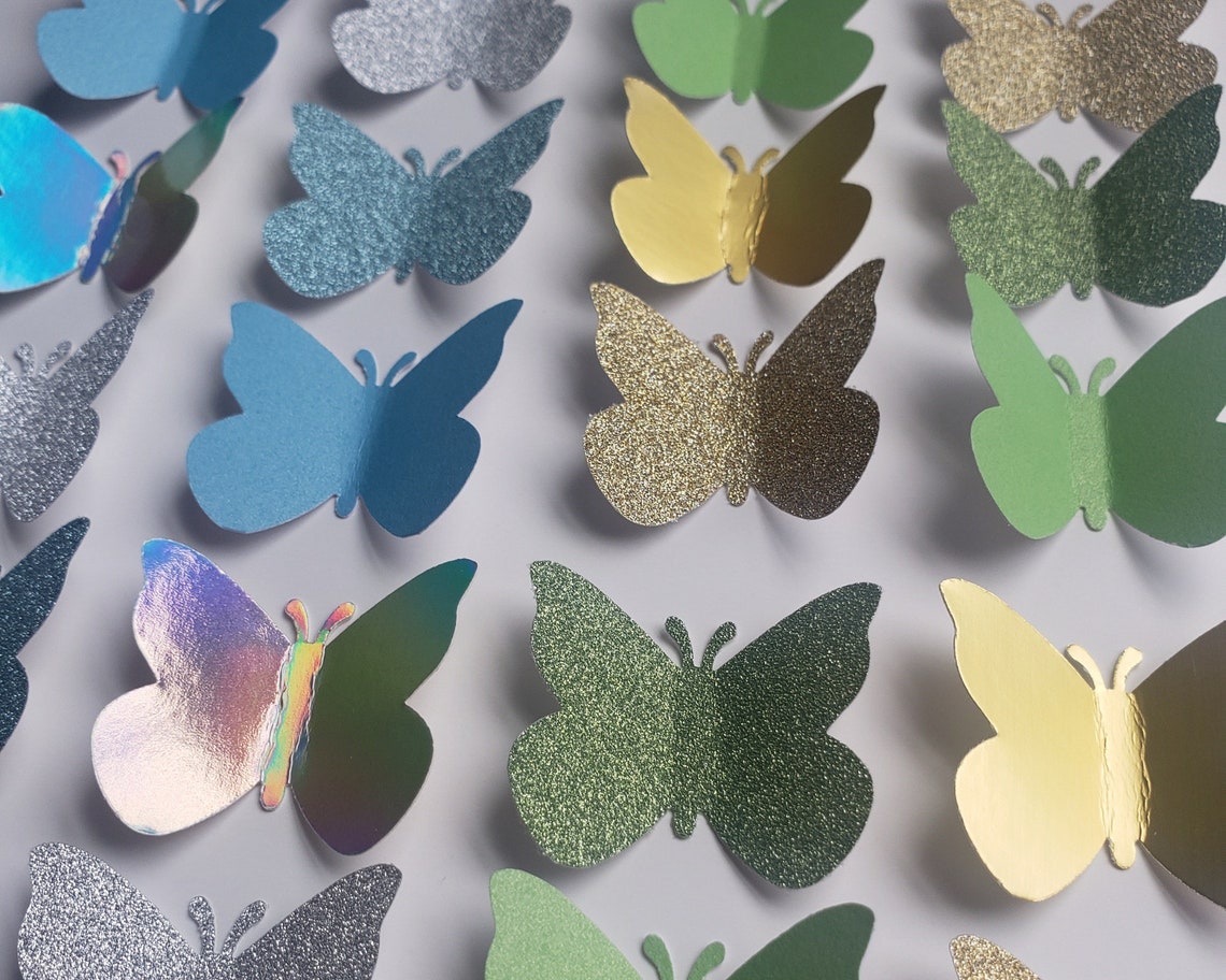 Mini 3D Paper Butterflies | 20 Pcs | Shimmer, Metallic, or Matte ...